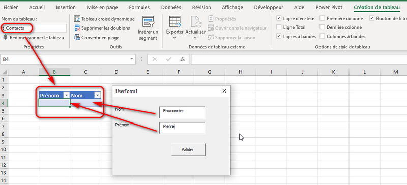 Incrémenter un tableau depuis un UserForm. - Macros et VBA Excel Incrémenter un tableau depuis un UserForm. - Macros et VBA Excel
